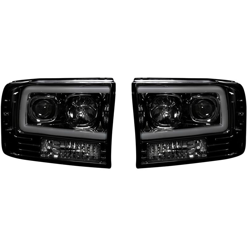 Super Duty Recon Smoked Projector Headlights With OLED U-Bar