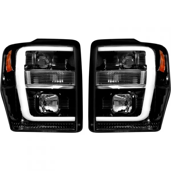 6.4 Powerstroke Recon Smoked Projector Headlights With OLED U-Bar
