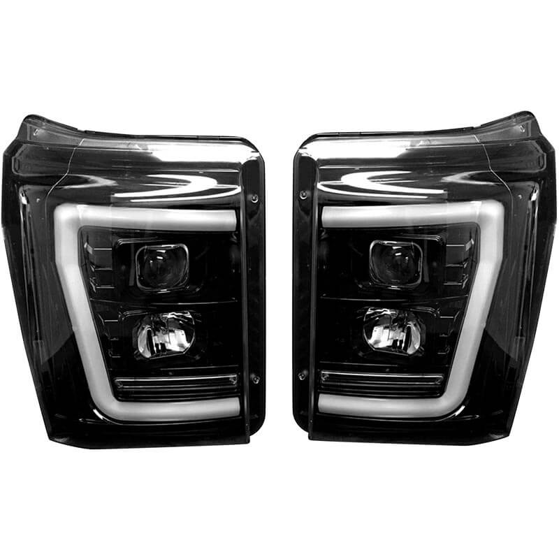 Super Duty Recon Smoked Projector Headlights With OLED U-Bar
