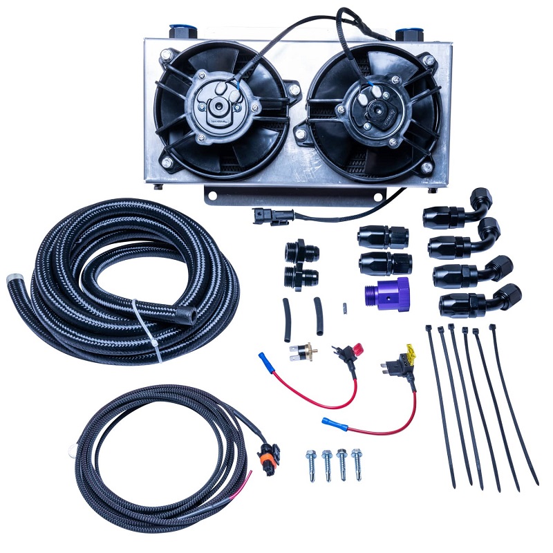 Universal 19-Row Auxillary Transmission Cooler Kit W/ Dual Fans | ATS ...
